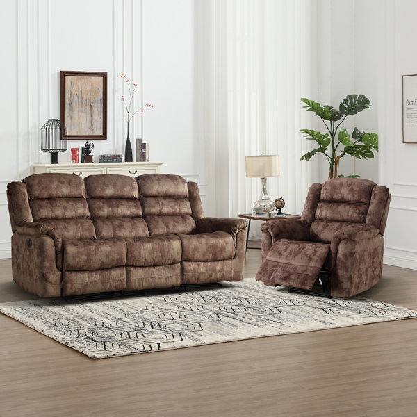 Latitude Run® Dartee 2 Piece Modern And Super Soft Microfiber Manual Reclining Living Room Set ...